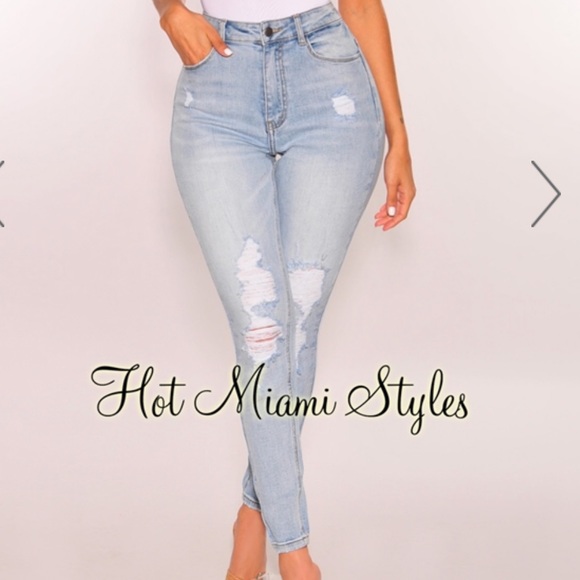 Hot Miami Styles | Jeans | High Waisted Light Wash Jeans | Poshmark
